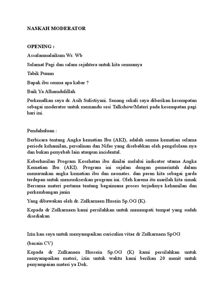 NASKAH MODERATOR Asih New | PDF