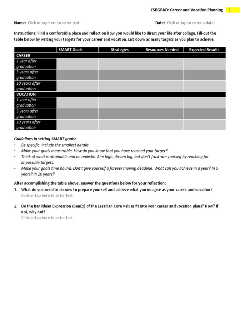 Reflection Paper 1 - Career and Vocation Plan | PDF