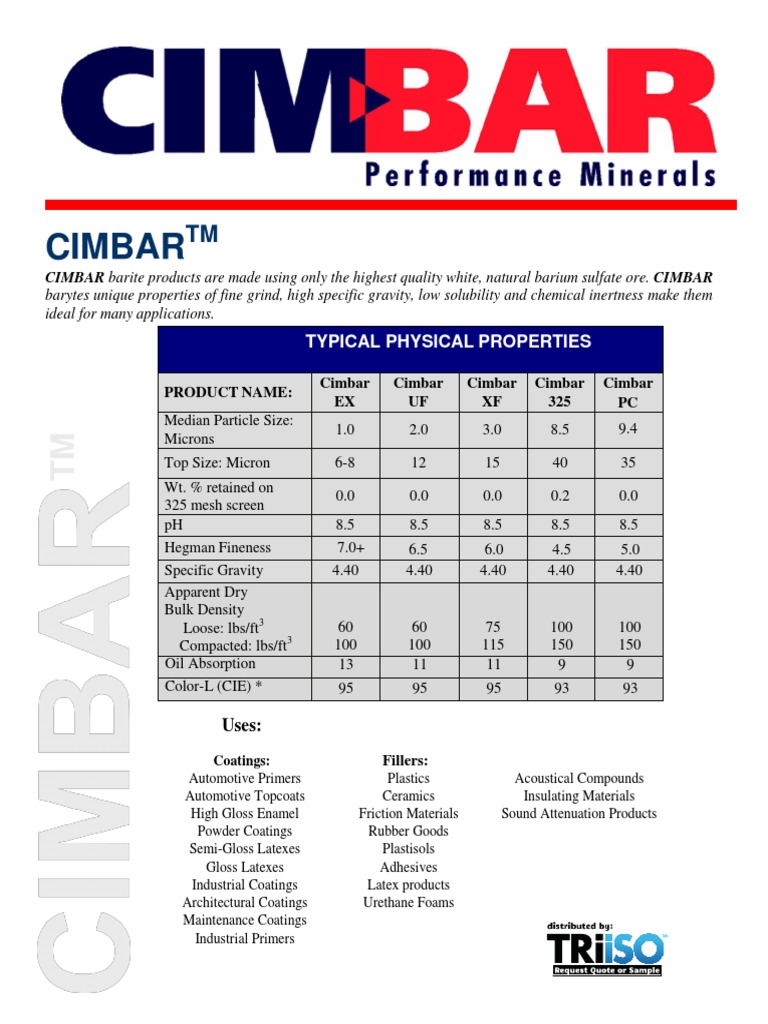 Cimbar EX TDS | Download Free PDF | Natural Rubber | Building Materials