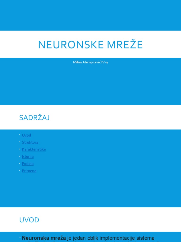 Neuronske Mreže | PDF
