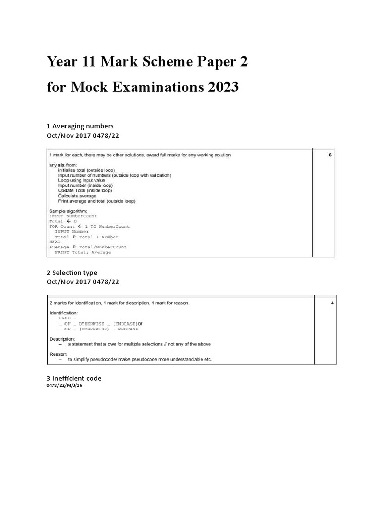 Y11 Mock Mark Scheme 2023 | PDF | Information Technology Management | Software Engineering