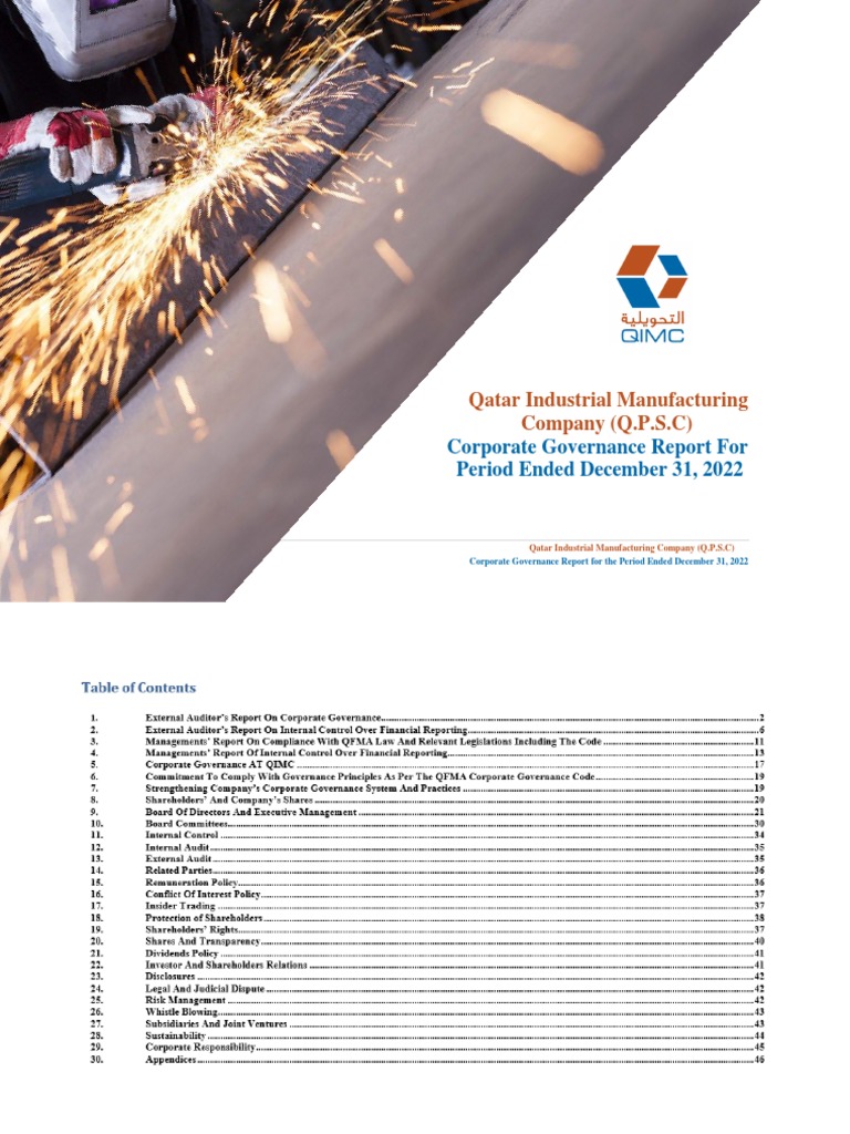 QIMC - CG Report 2022 - English Final | PDF | Internal Control | Governance