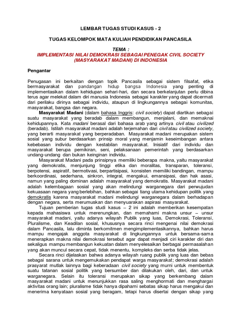 Implementasi Nilai Demokrasi Pancasila | PDF | Sains & Matematika