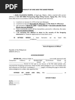 Affidavit of One and Same Person-Template | PDF