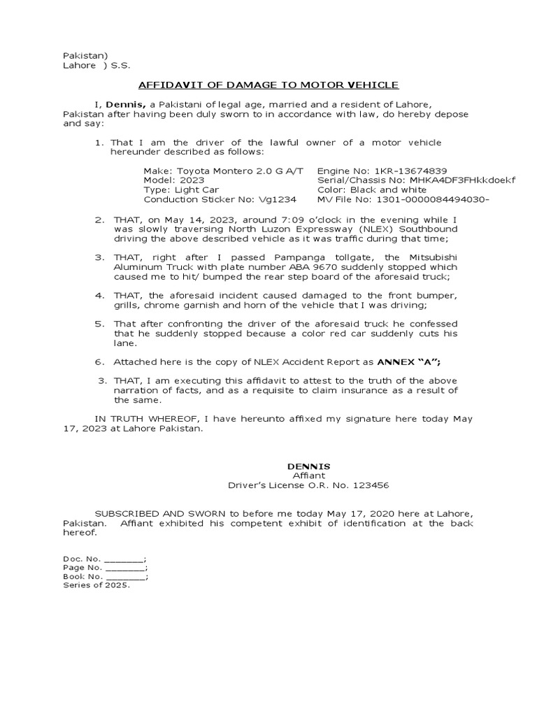 Affidavit of Damage | PDF