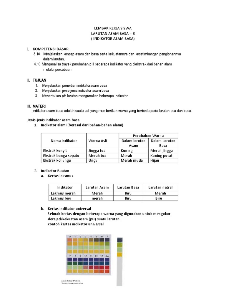 LKS Asam Basa - 3 Indikator Asam Basa | PDF