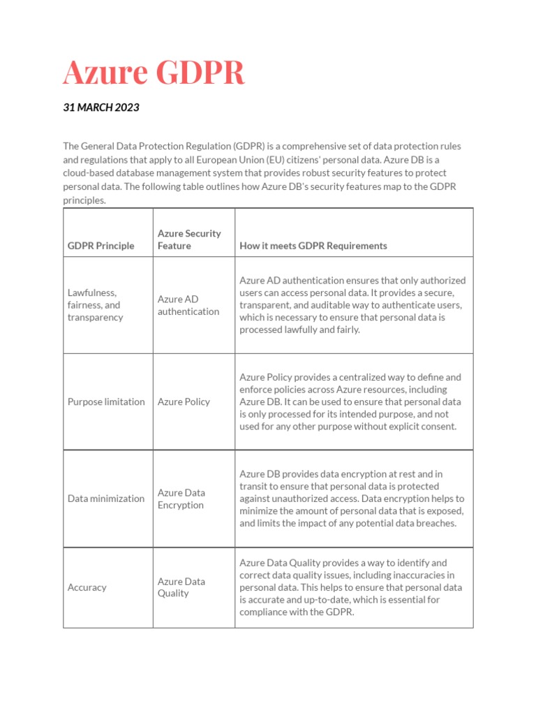 Azure GDPR | PDF | Information Security | Information Technology Management
