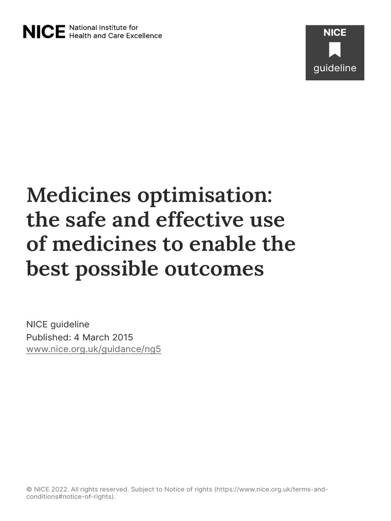 Medicines Optimisation The Safe and Effective Use of Medicines To ...