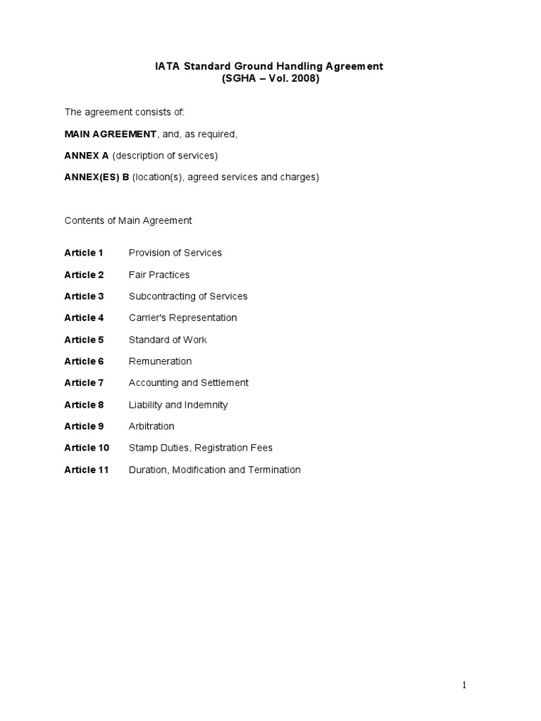 Standard-Ground-Handling-Agreement 2008 | PDF | Indemnity | Airport