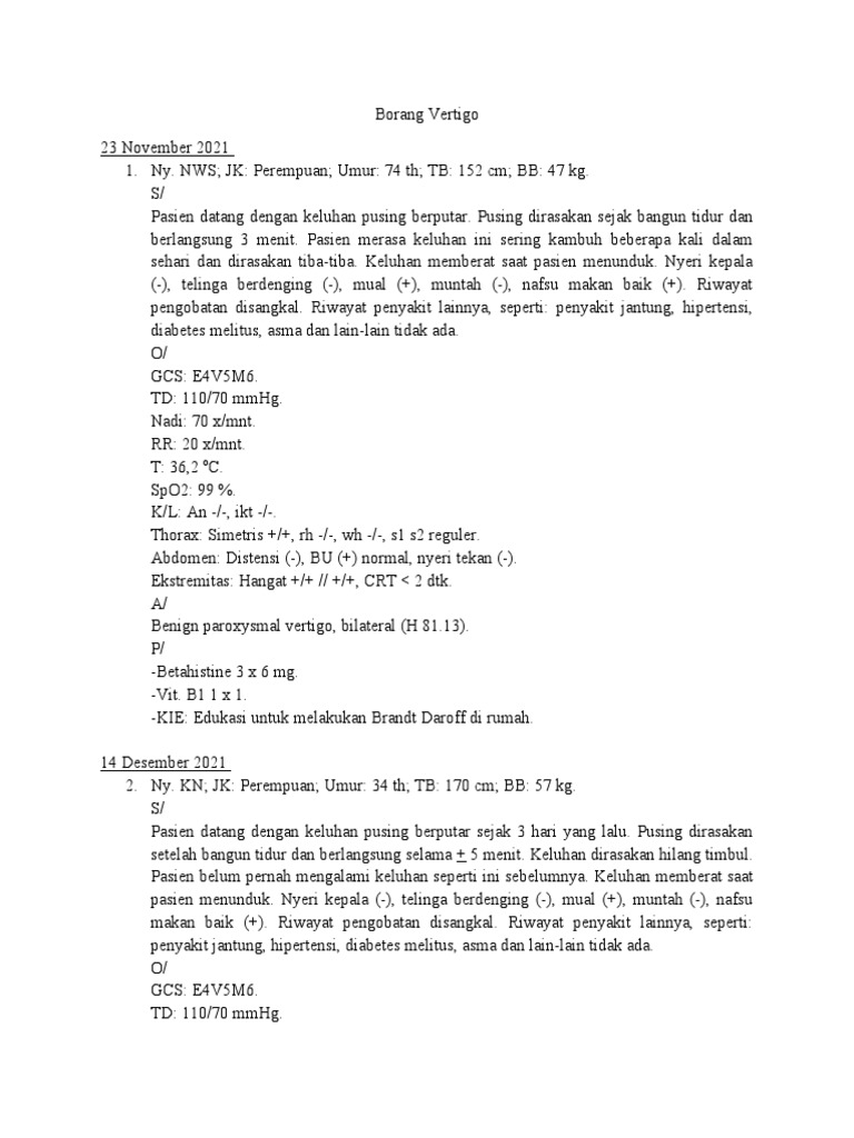 Borang UKP Vertigo | PDF