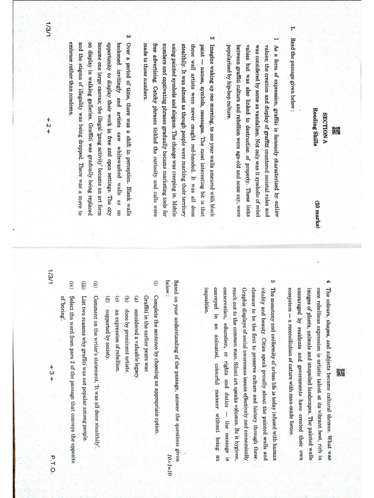 English Board Paper Set 1 - 3 - 1 | PDF