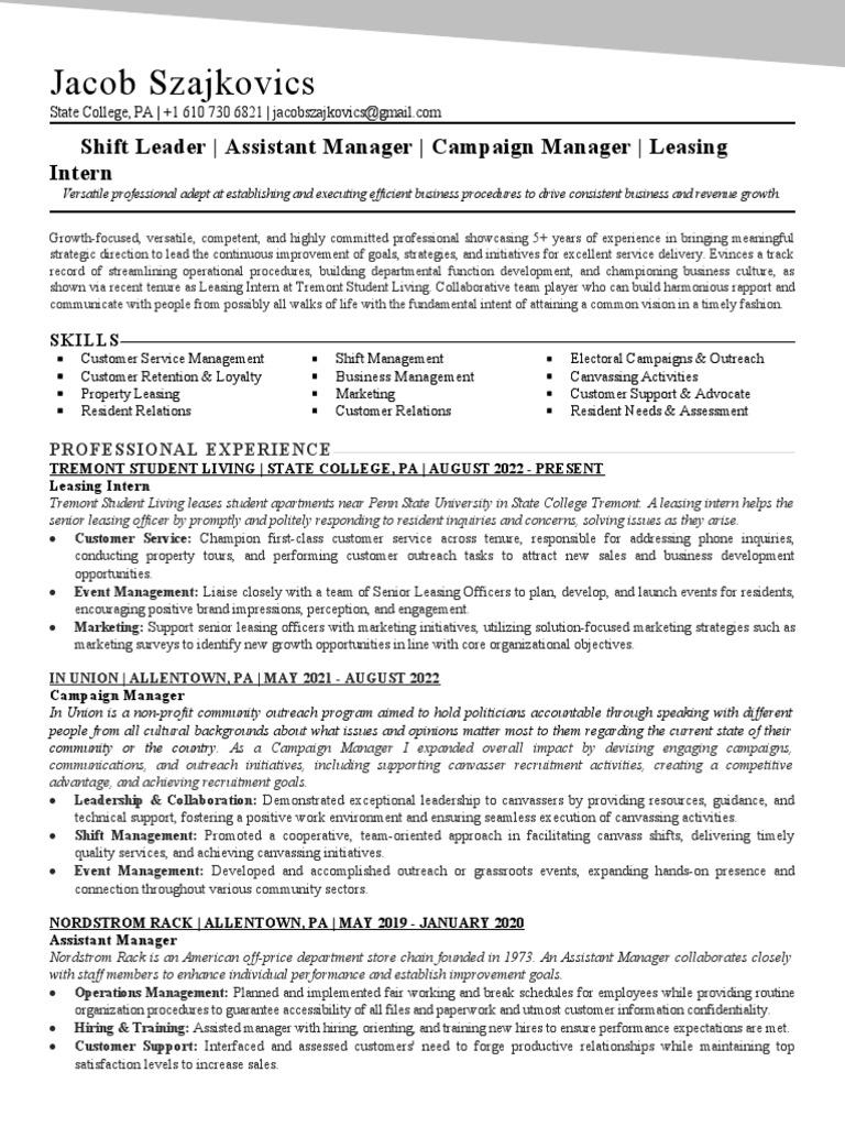 Jacob Szajkovics Resume | PDF | Marketing | Recruitment