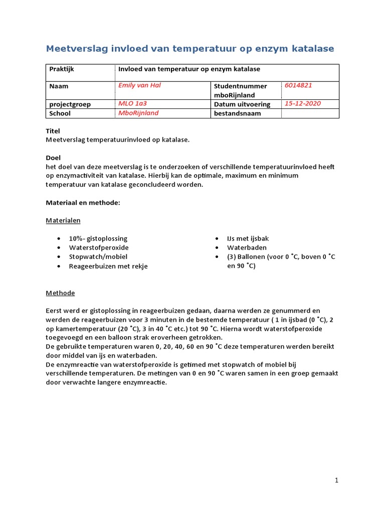 Format Meetverslag Exp. 23 - Emily | PDF