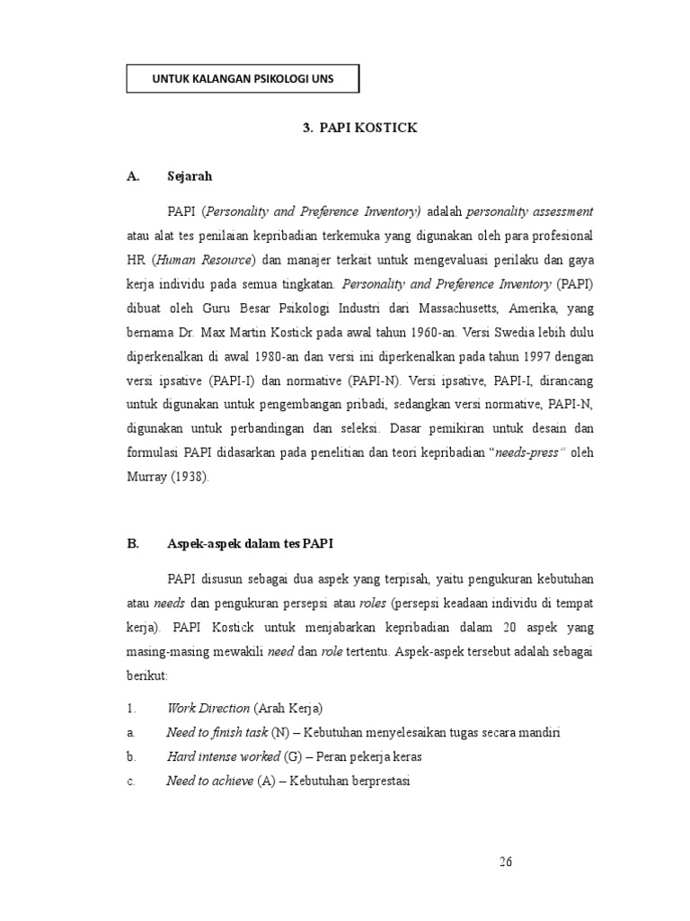 Modul Praktikum Psikodiagnostika IV PAPI Kostick | PDF