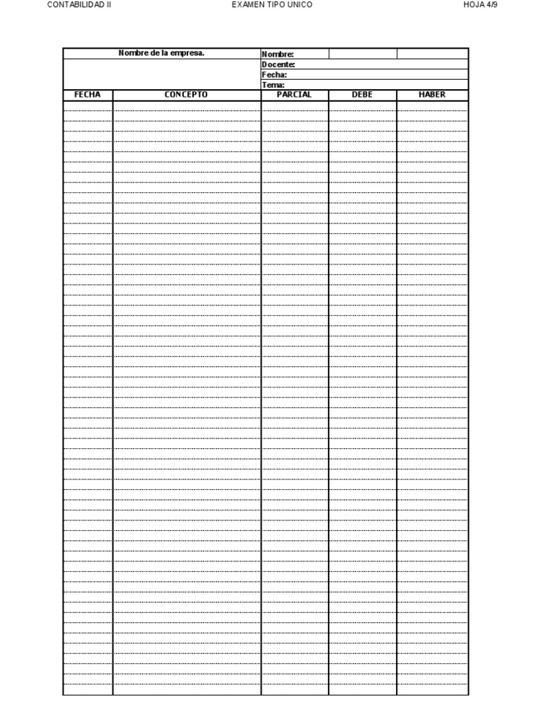 Formato de Rayado Diario Contable | PDF