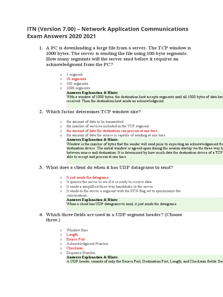 Exam 14-15 | Download Free PDF | Transmission Control Protocol | Port (Computer Networking)