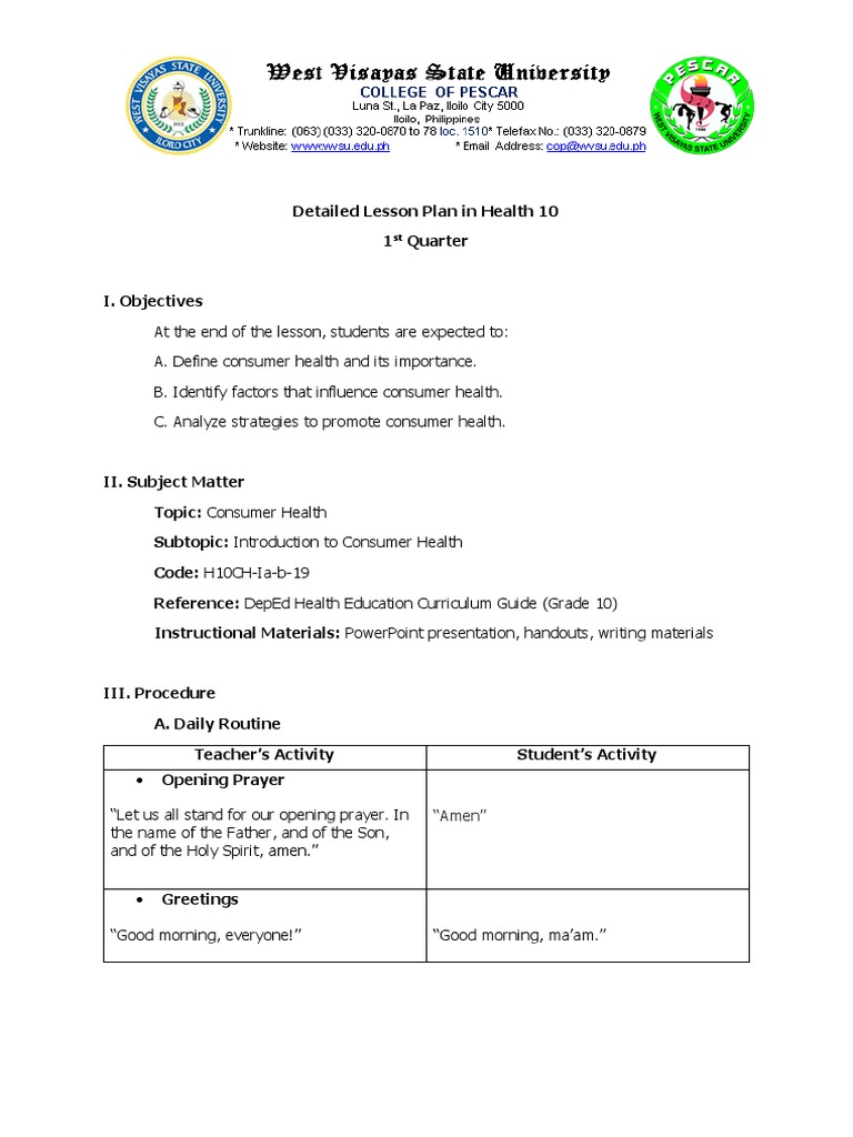 Detailed Lesson Plan in Health 10 | PDF | Lesson Plan | Mental Health