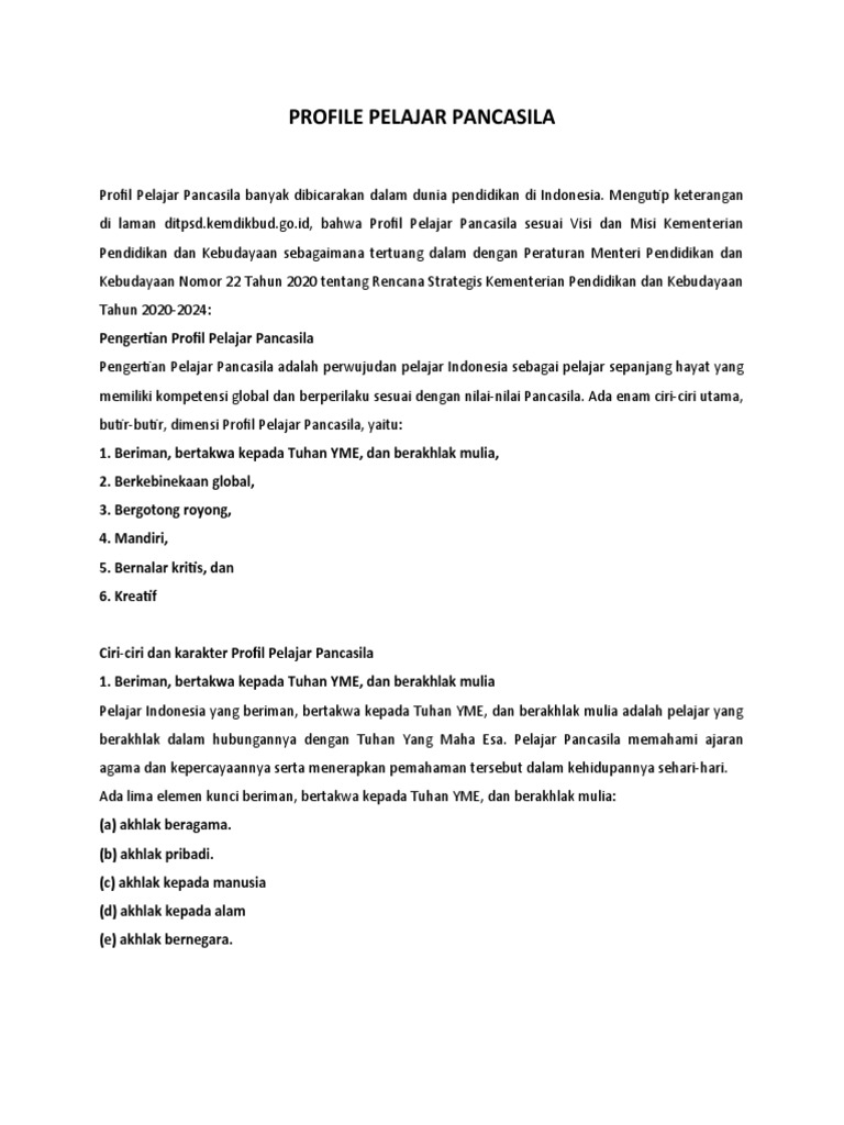 7. Profile Pelajar Pancasila | PDF