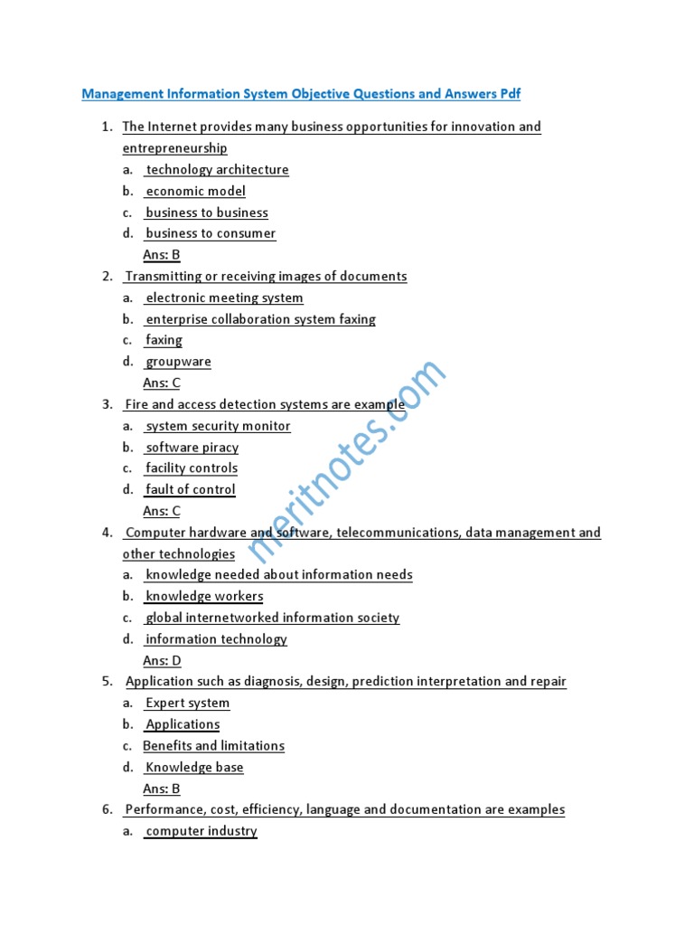 Management Information System Objective Questions | PDF