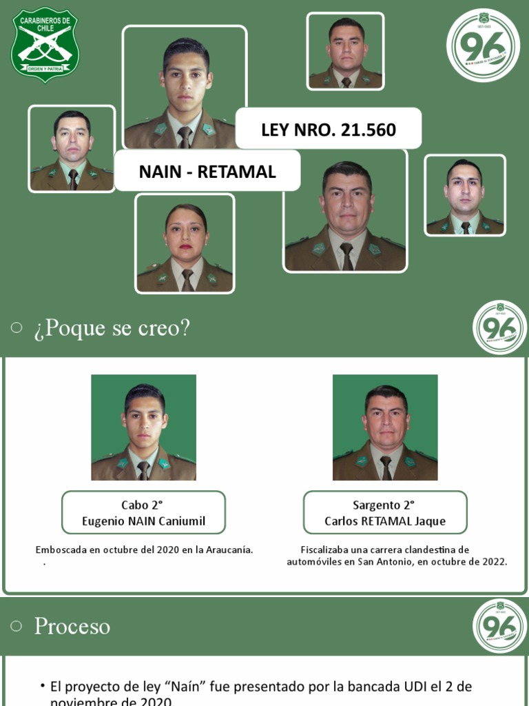 Presentación Ley 21560 Nain Retamal | PDF | Policía | Mandato
