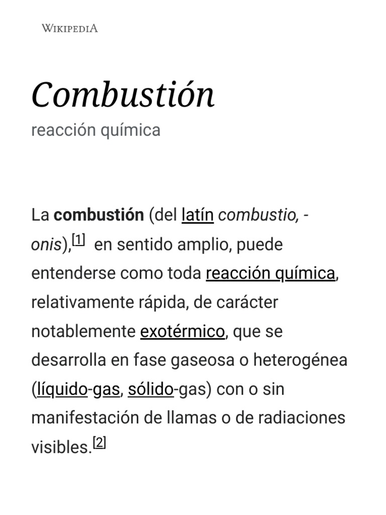Combustión - Wikipedia, La Enciclopedia Libre | PDF | Combustión ...