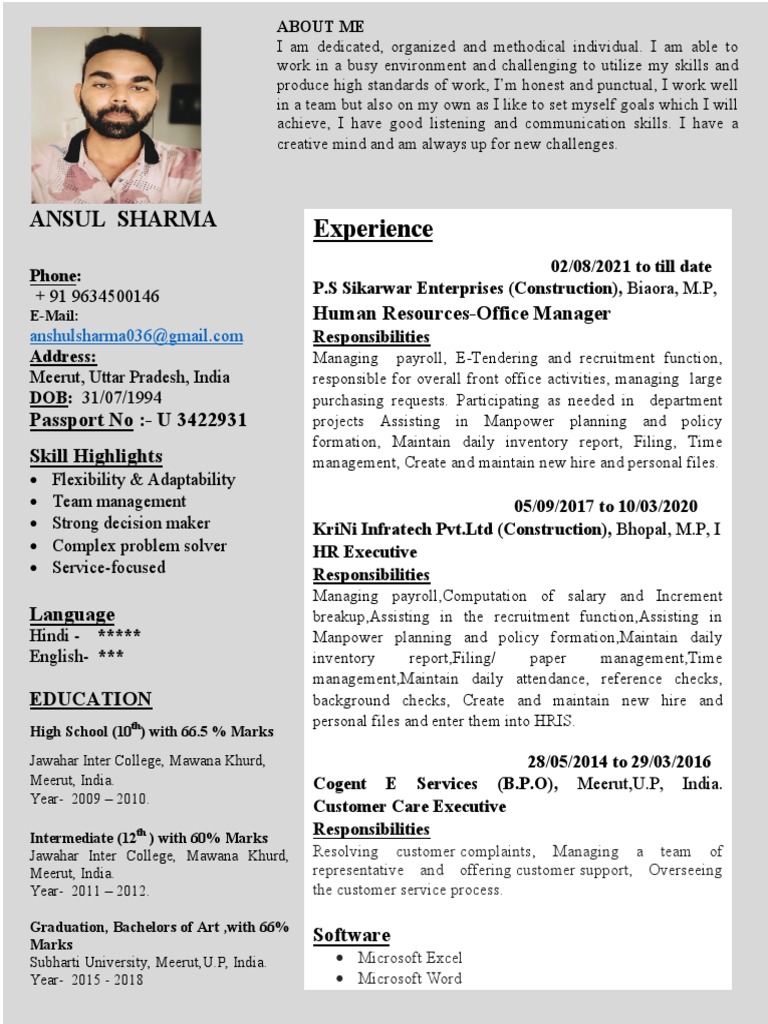 Ansul Sharma Updated Resume 10.07.22 | PDF | Human Resources | Software