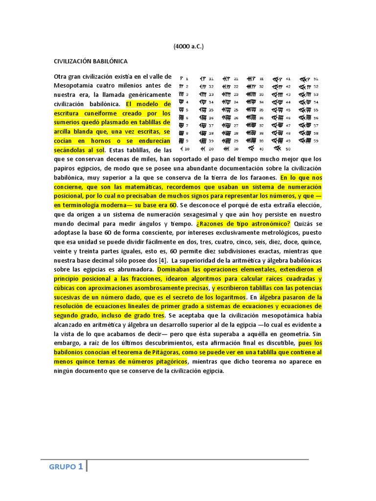 Civilización Babilónica | PDF | Números | Aritmética