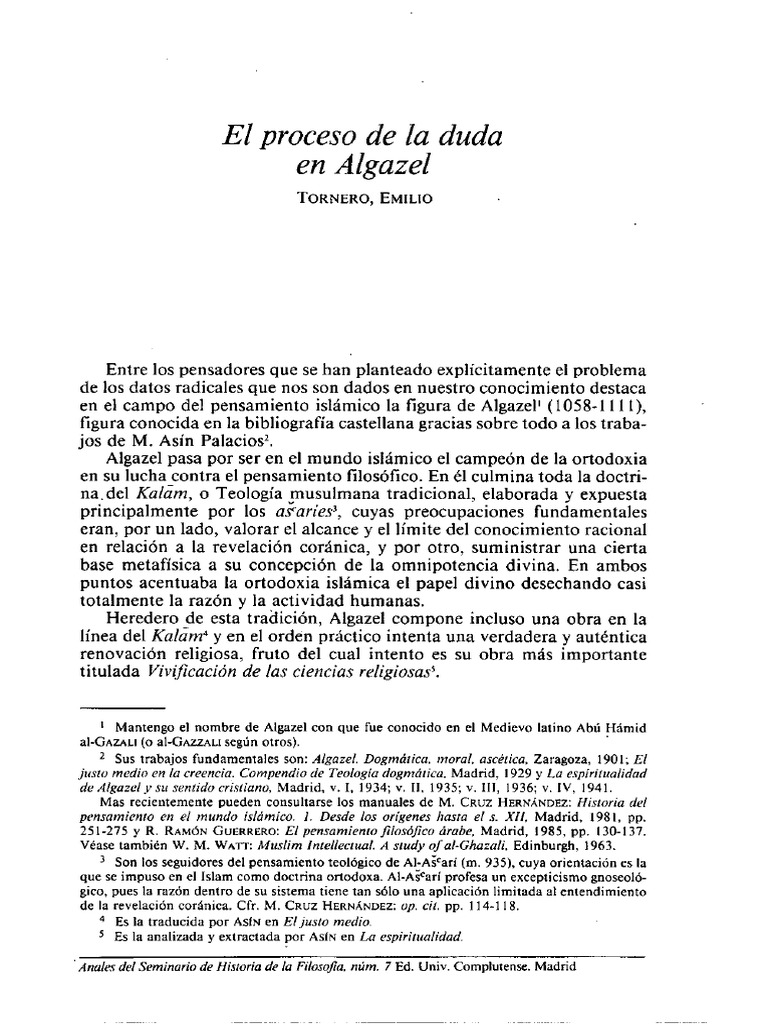 Algazel. El Salvador Del Error (Fragmento) | PDF | Teología | Conocimiento