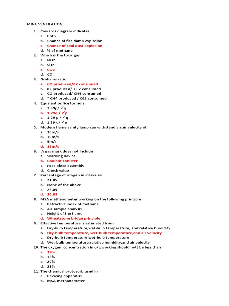 Mine Ventilation | PDF | Methane | Gases