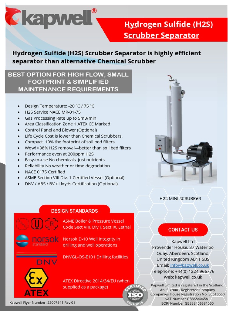 H2S Scrubber Specification | PDF | Chemistry | Physical Sciences