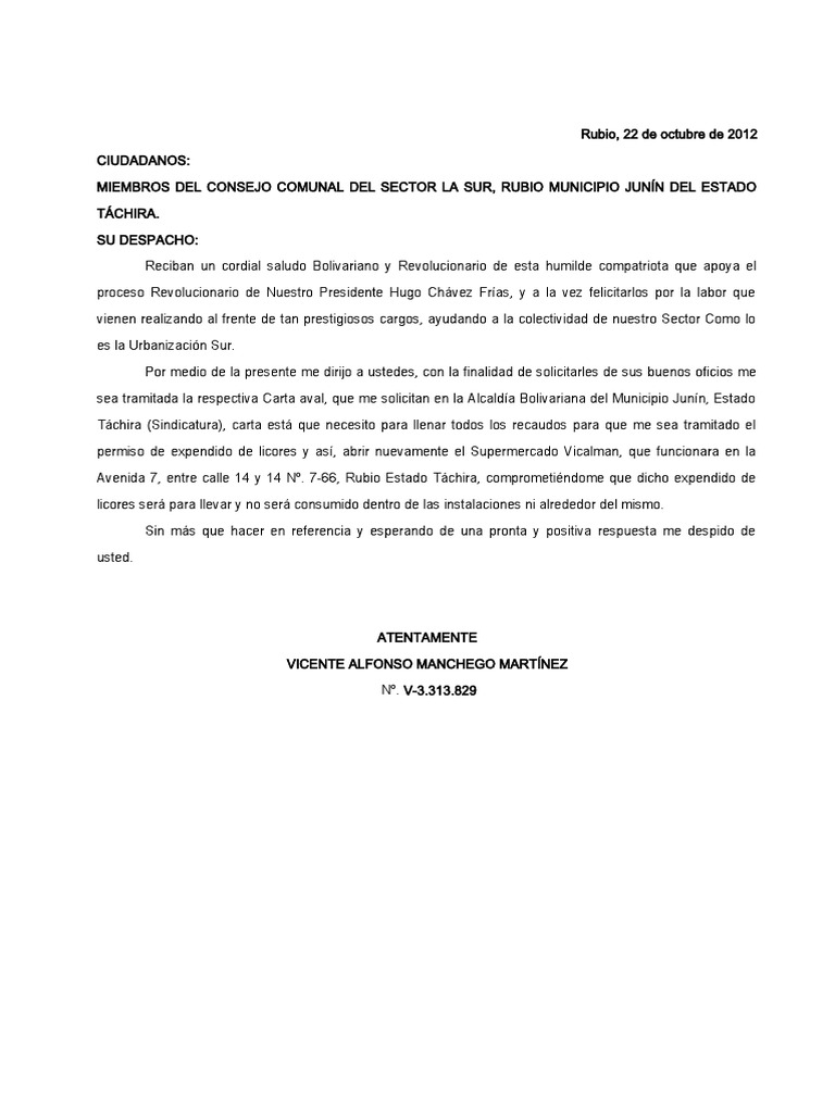 Carta Consejo Comunal | PDF