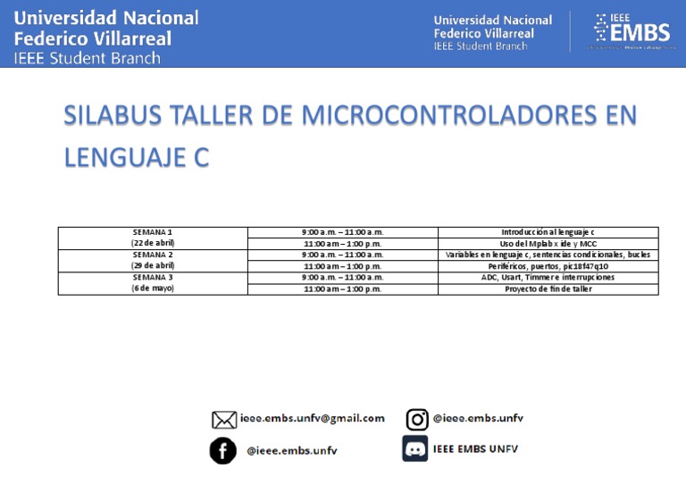 Silabus Taller de Microcontroladores en Lenguaje C | PDF Silabus Taller de Microcontroladores en Lenguaje C | PDF