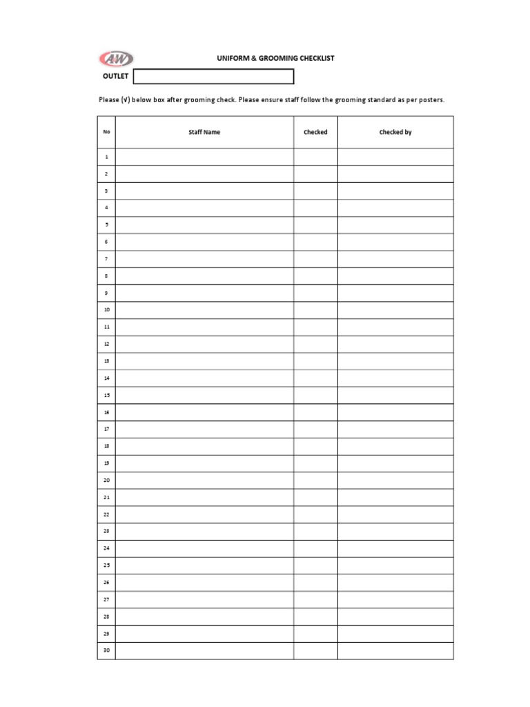 Uniform and Grooming Checklist | PDF