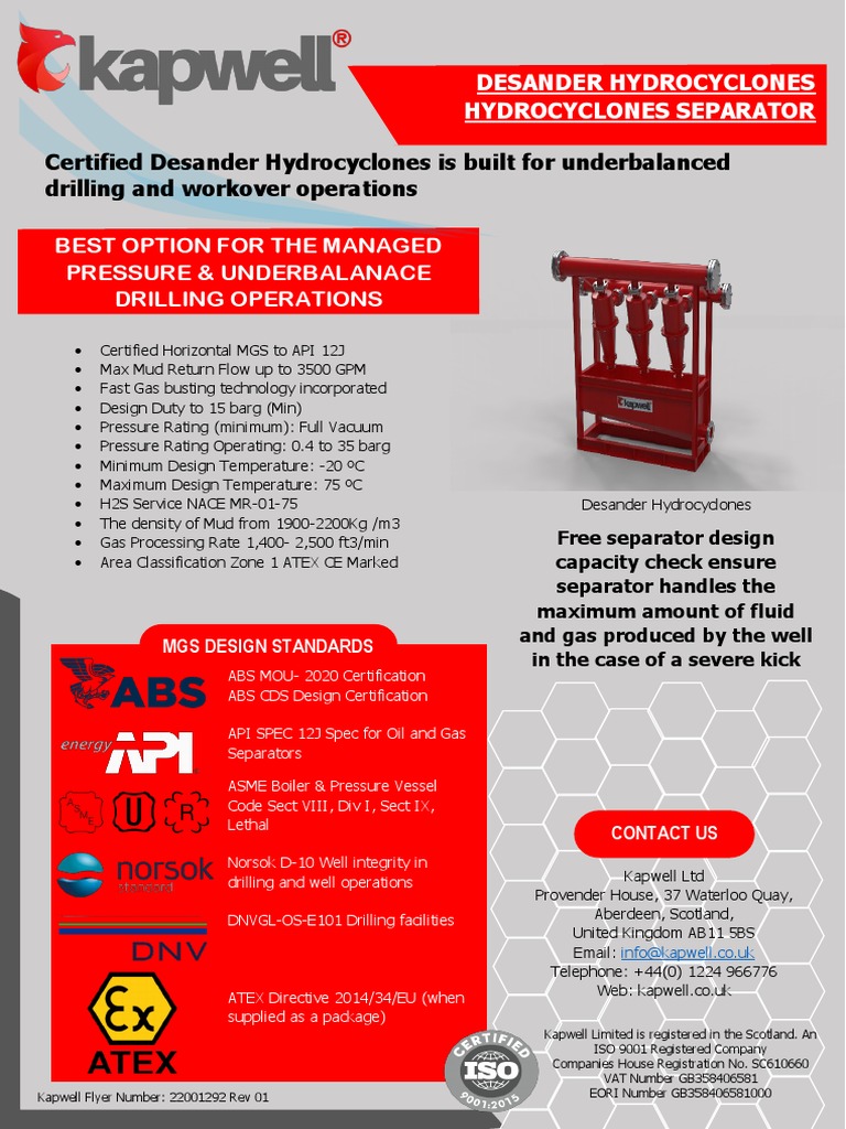 Desander Hydrocyclones | PDF | Gas Technologies | Chemistry