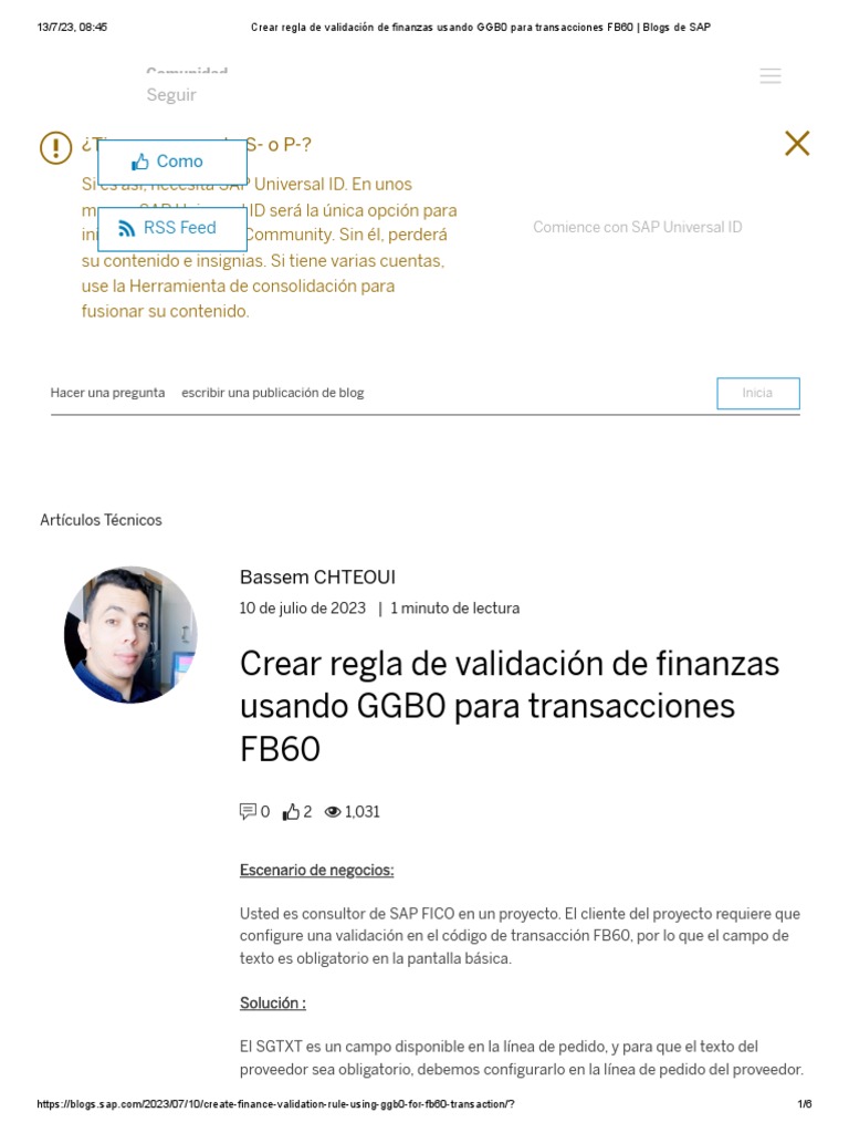 Crear Regla de Validación de Finanzas Usando GGB0 para Transacciones ...