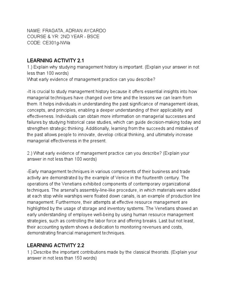 Learning Activity 2.1-2.5 | PDF | Bureaucracy | Theory