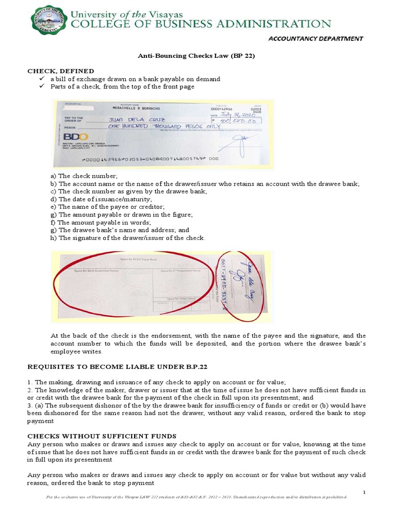Bouncing Checks Notes | PDF | Cheque | Fraud