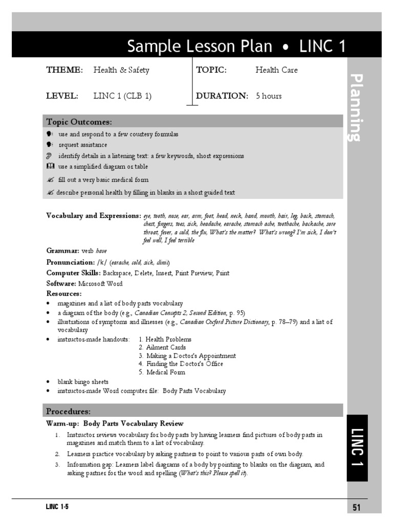 ESL Lesson Plan: Doctor's Appointments | PDF | Vocabulary | Lesson Plan