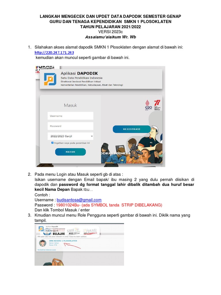 Cek & Update Dapodik SMKN 1 2023c | PDF