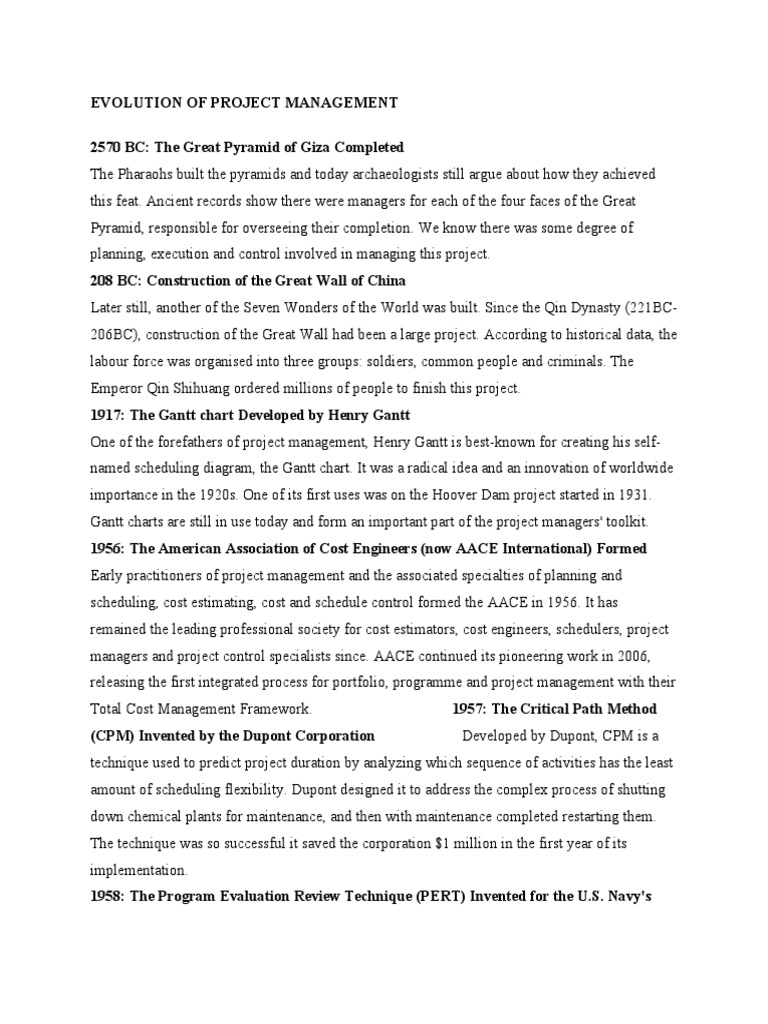 Evolution of Project Management | PDF | Project Management | Business