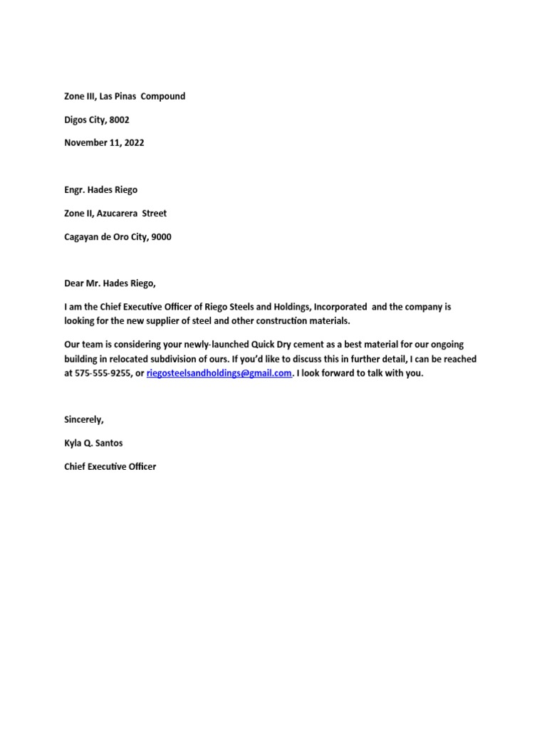 Business Letter (Santos) | PDF