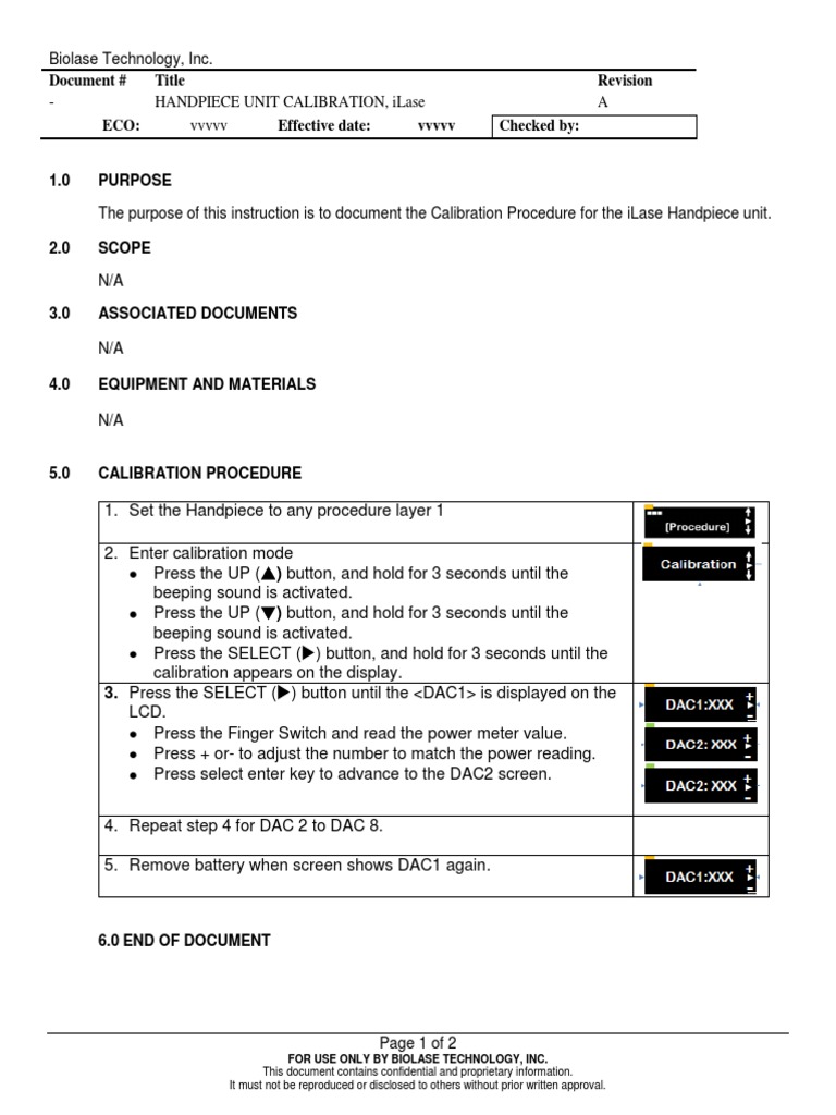 ILase Handpiece Calibration Procedure | Download Free PDF | Calibration | Computing