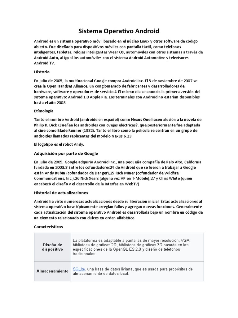 Sistema Operativo Android | PDF | Android (sistema operativo) | Ingeniería Informática