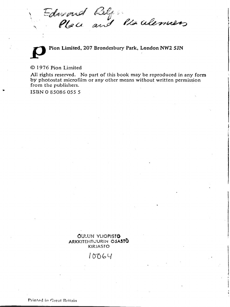 RELPH, Edward. Place and Placelessness. | PDF