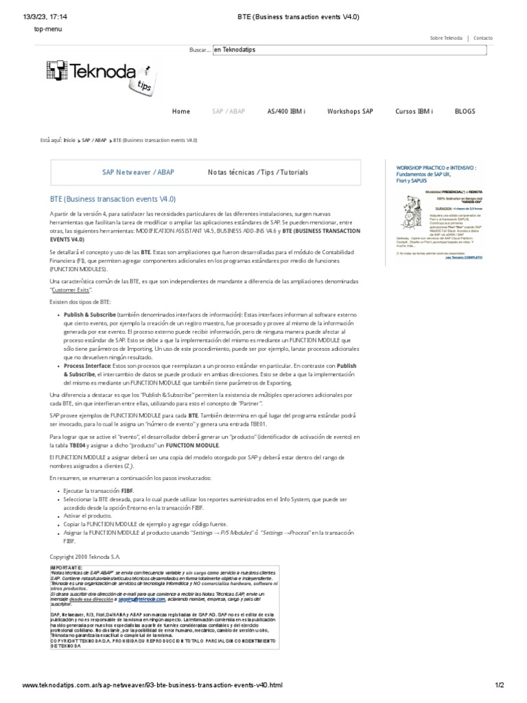 BTE (Business Transaction Events V4.0) | PDF | Ingeniería Informática ...