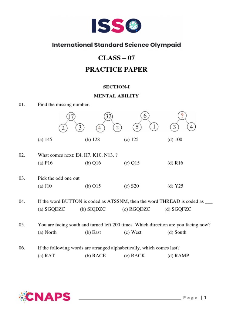 Class 7 Practice Paper Overview | PDF | Water | Soil