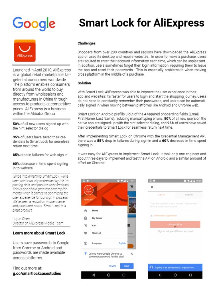 Aliexpress Smartlock Casestudy | PDF | Mobile App | Android (Operating System)