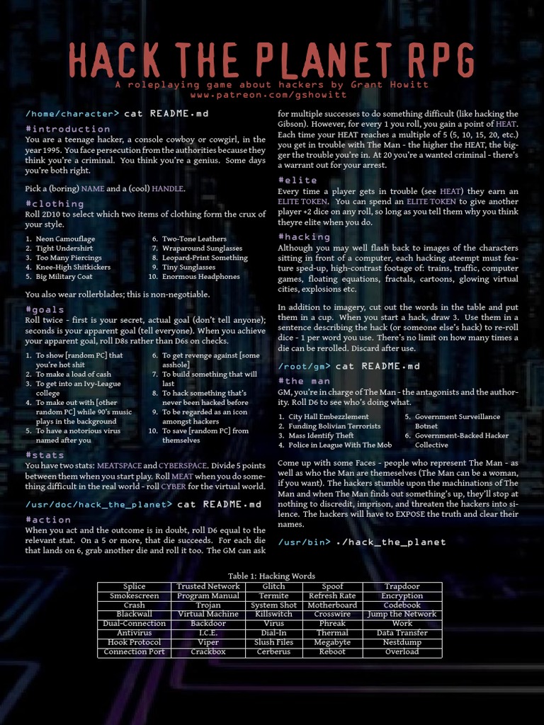 Hack The Planet RPG A4 Dark | PDF | Security Hacker | Computing