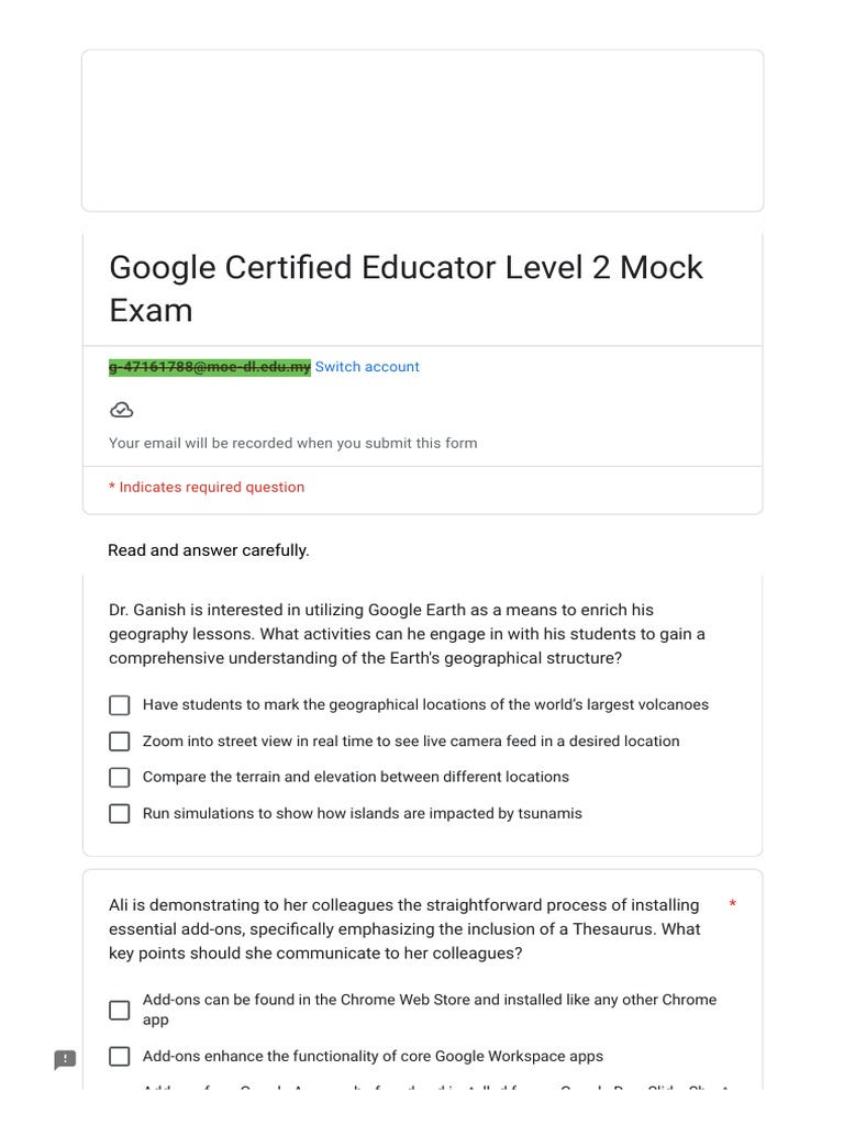 Google Certified Educator Level 2 Mock Exam | PDF | Teachers | Gmail