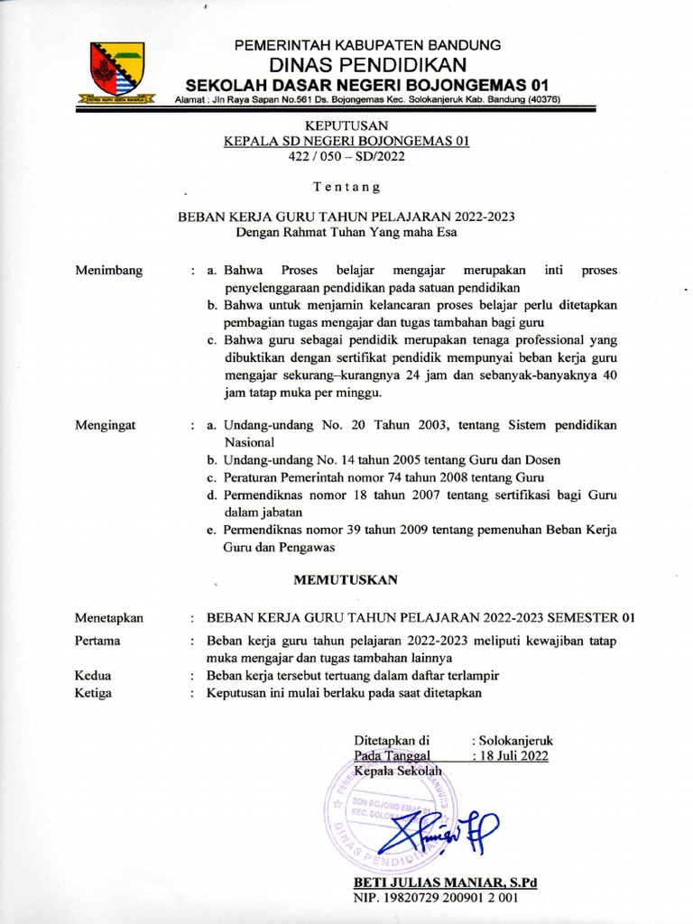 SKBM (Beban Mengajar) 2022-2023 | PDF